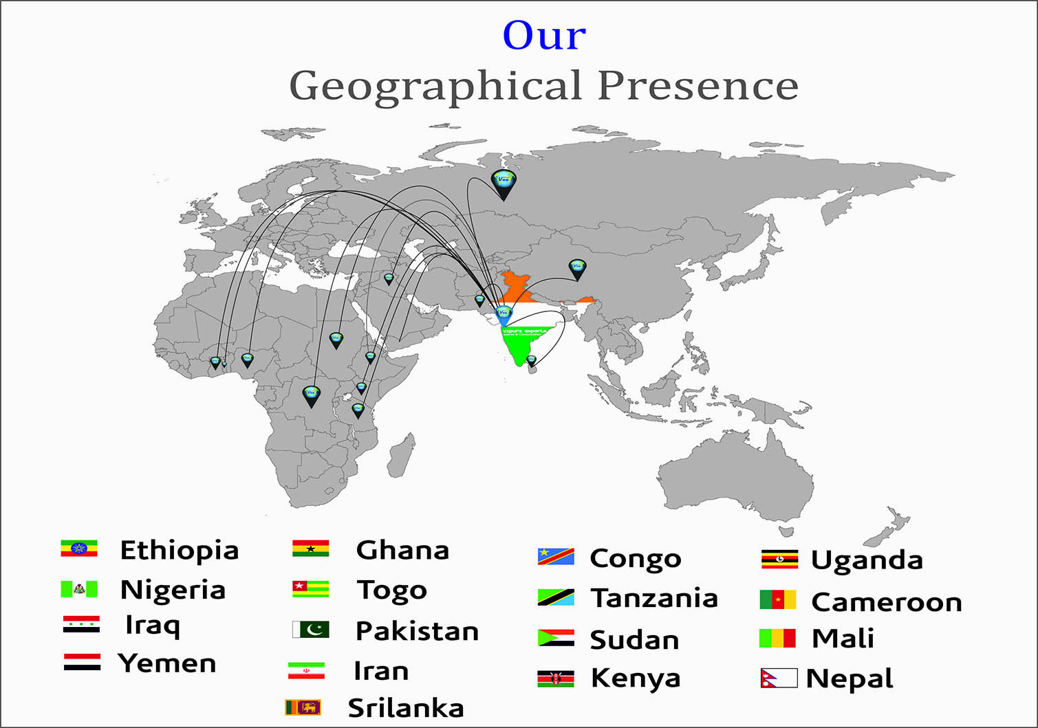 Global Presence - Pharmaceutical Companies in India - Vipur Exports